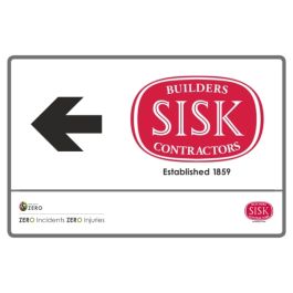 Left Arrow Sisk Logo Sign